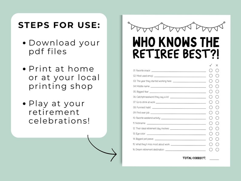 Who Knows the Retiree Best Game, Retirement Party Game, Office Party ...