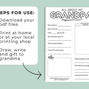 All About My . All About My Grandpa . Grandparents Day Card - Etsy