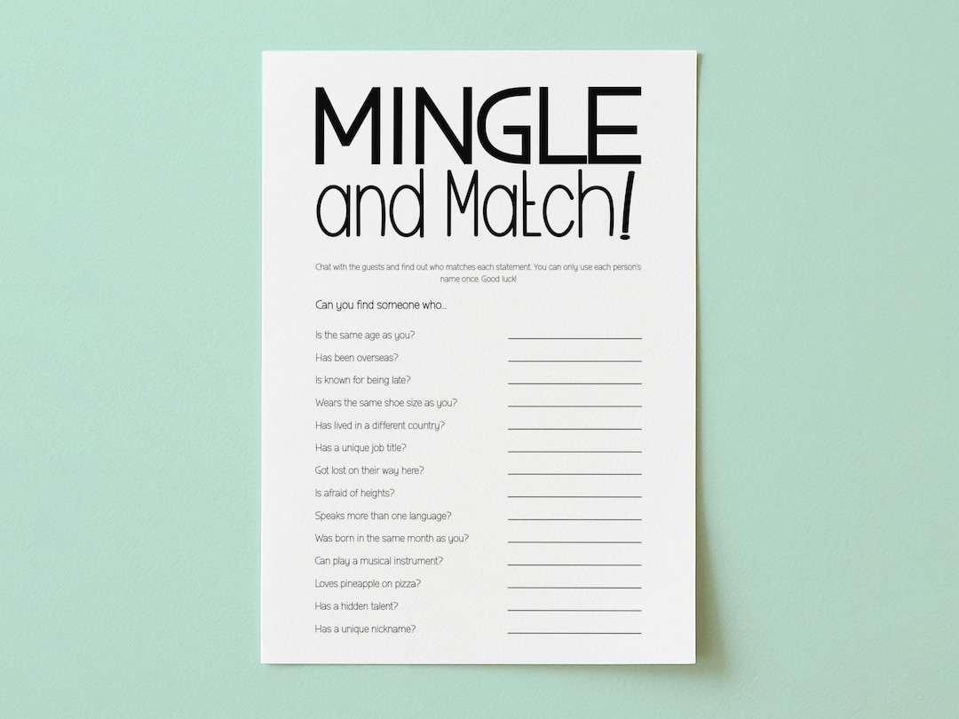 Find the Guest, Mingle and Match Game, Find Someone Who, Icebreaker ...