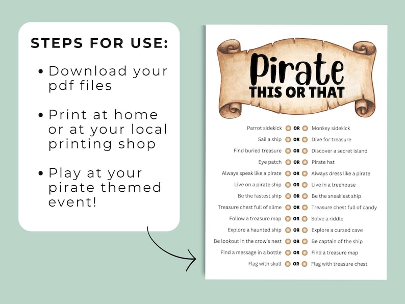 Pirate Party Games - Pirate This or That - Etsy
