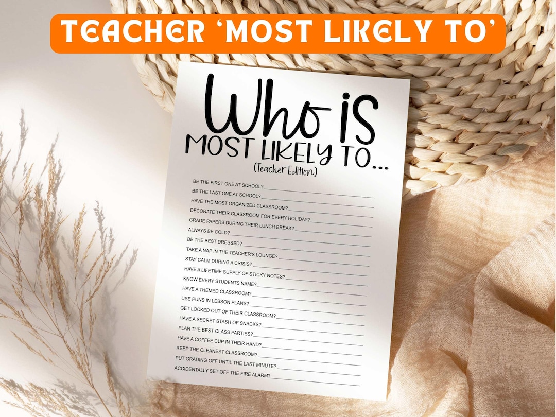 Teacher Team Building Games . Most Likely To - Etsy