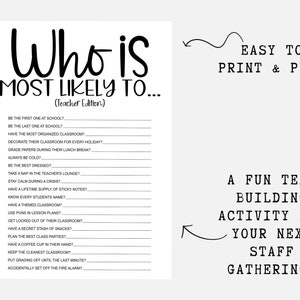 Teacher Team Building Games . Most Likely To - Etsy