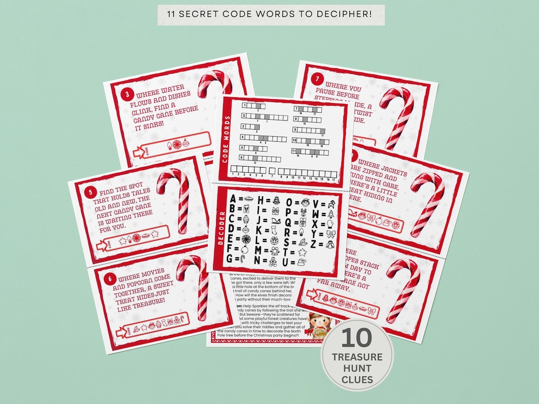 Candy Cane Scavenger Hunt . Candy Cane Hunt . Candy Cane Treasure Hunt ...