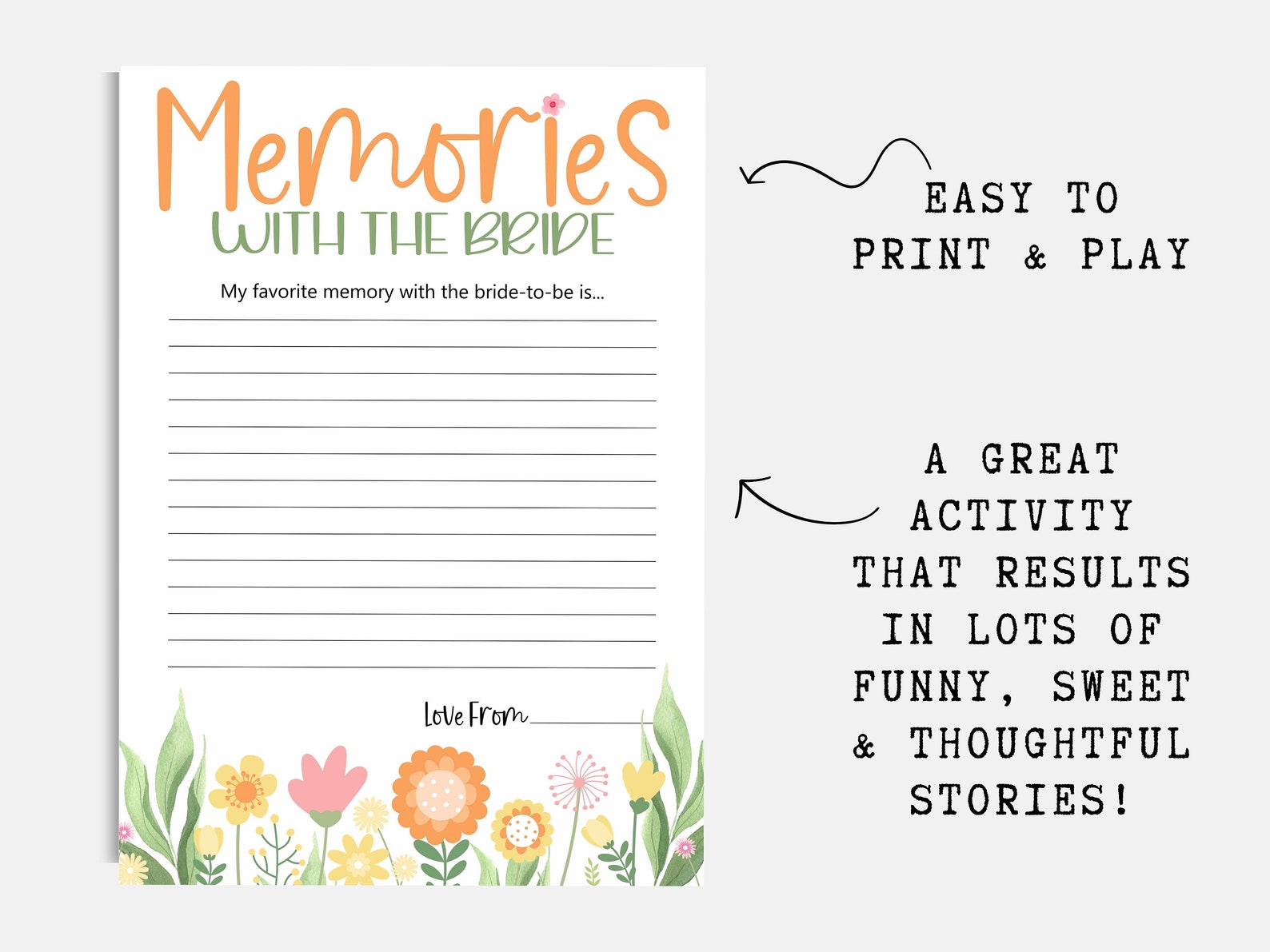 Bridal Shower Game 'memories' - Etsy