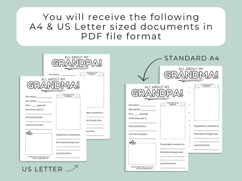 Grandparents Day Craft Printable, Grandparents Day Printable, Gift for ...