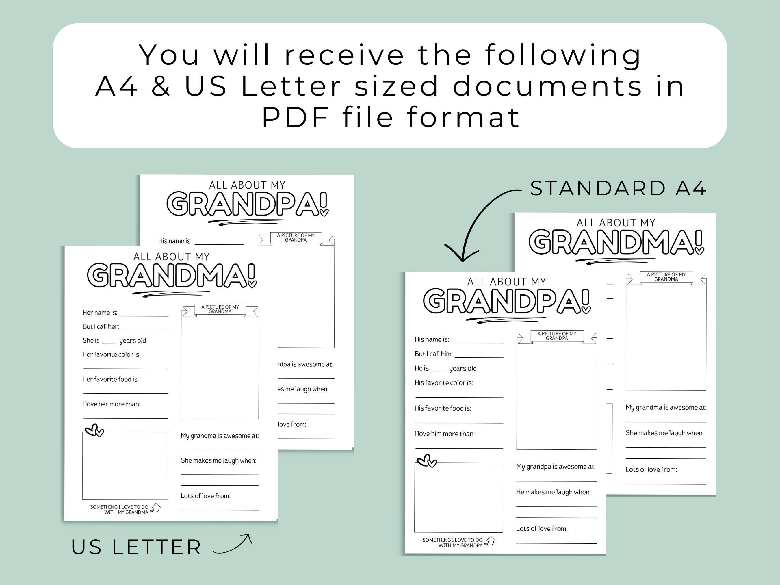 Grandparents Day Craft Printable, Grandparents Day Printable, Gift for ...