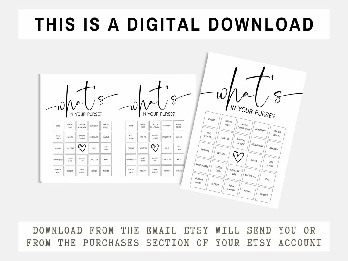 What's in Your Purse Game . Instant Download - Etsy