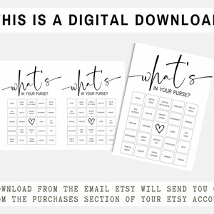 What's in Your Purse Game . Instant Download - Etsy