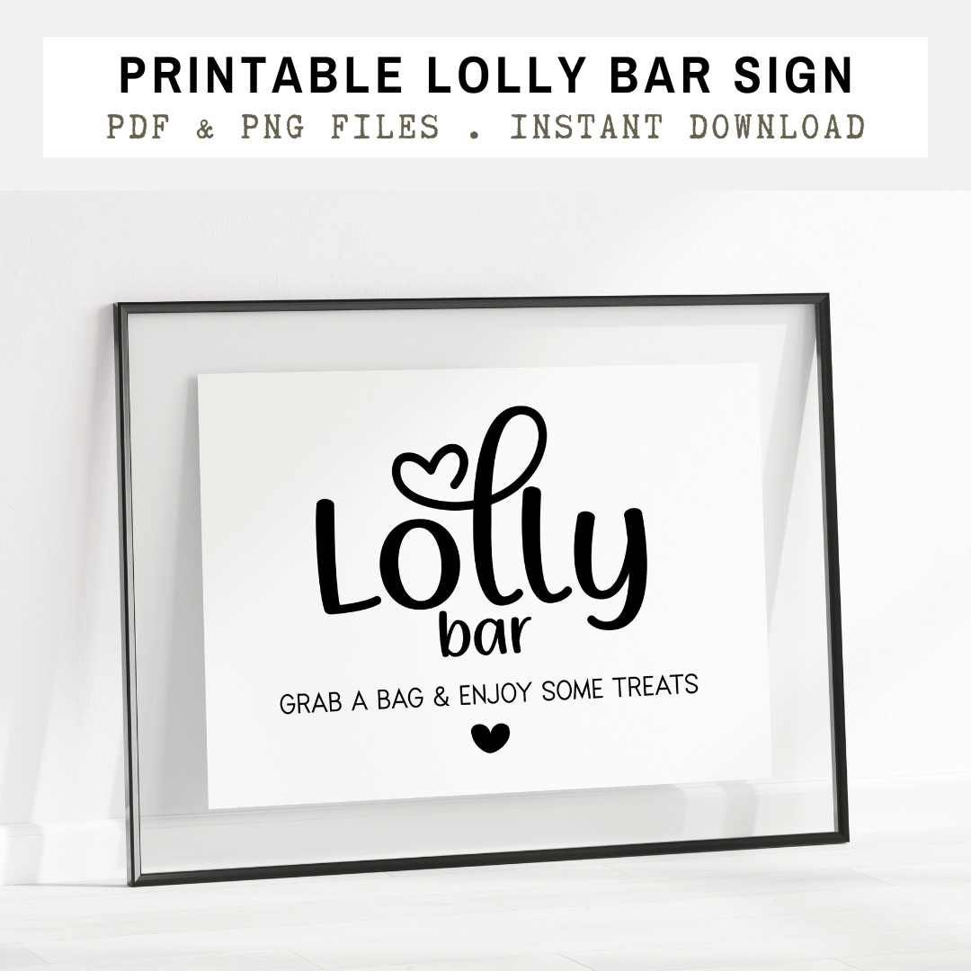 Lolly Bar Sign . Minimalist Printables - Etsy Australia