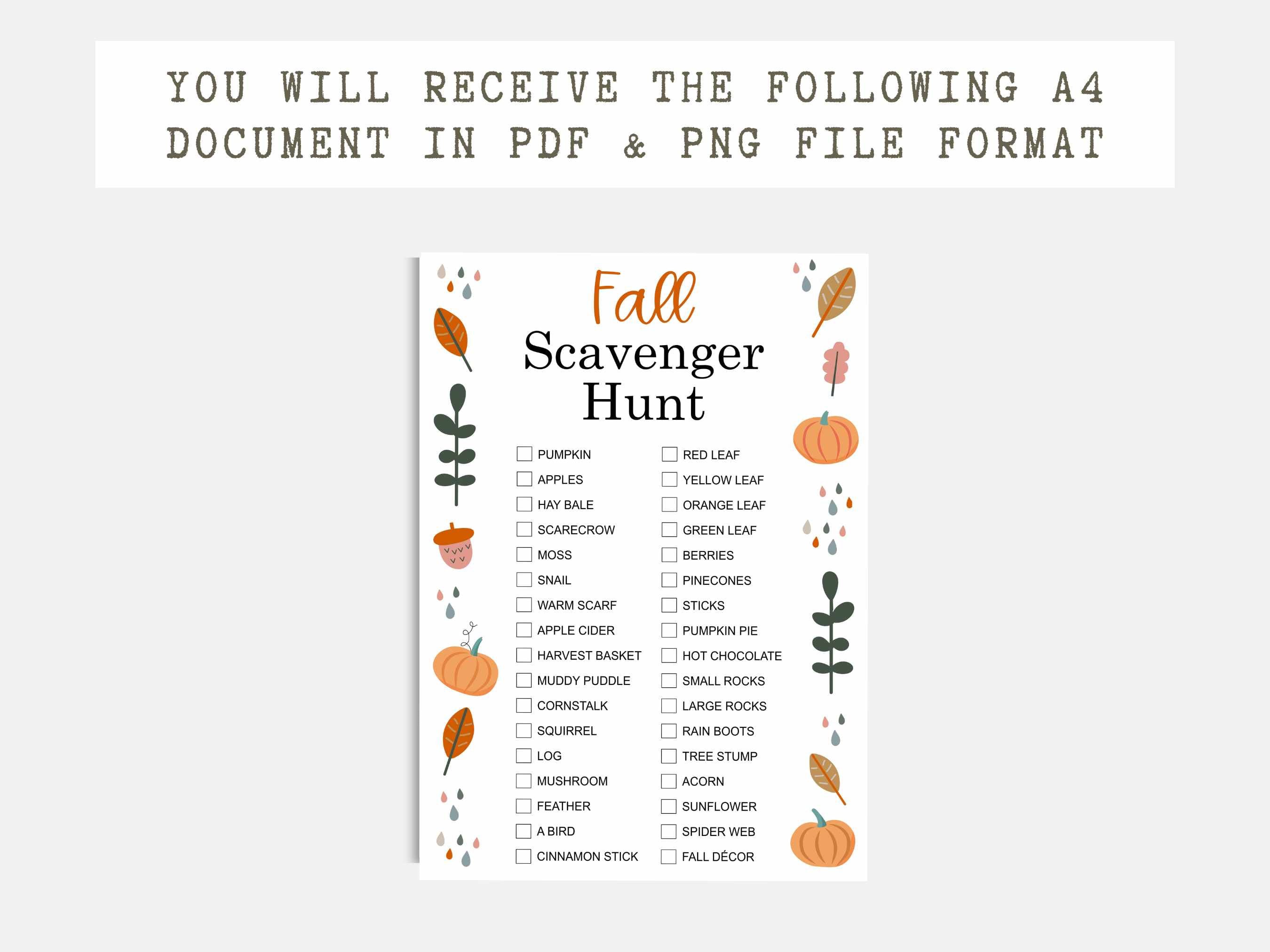 Fall Scavenger Hunt . Fall Printables - Etsy