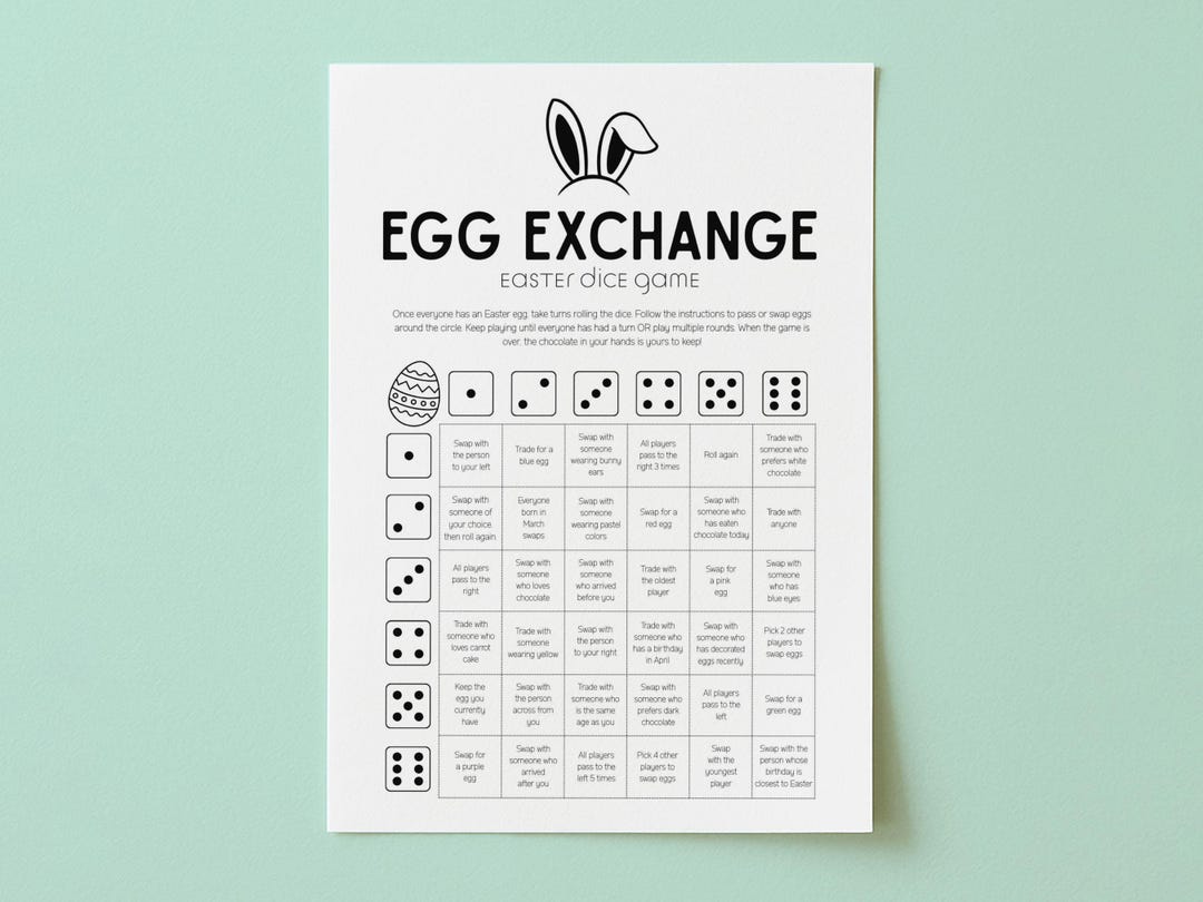 Easter Egg Exchange Dice Game, Easter Dice Game for Kids and Adults ...