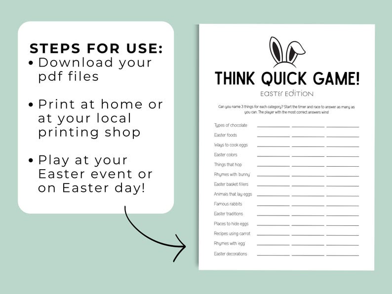 Easter Think Quick, Easter Fast Answers Game, Easter Office Games ...