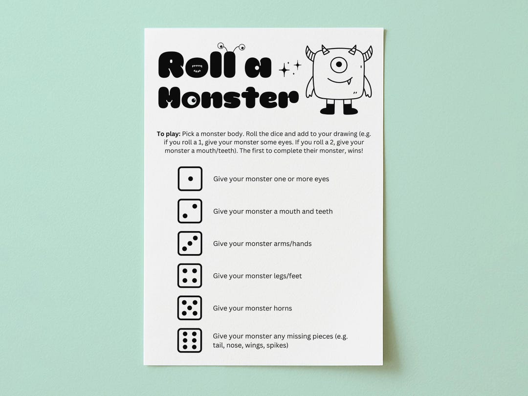 Roll a Monster Game . Holiday Classroom Game . Halloween Drawing Game ...