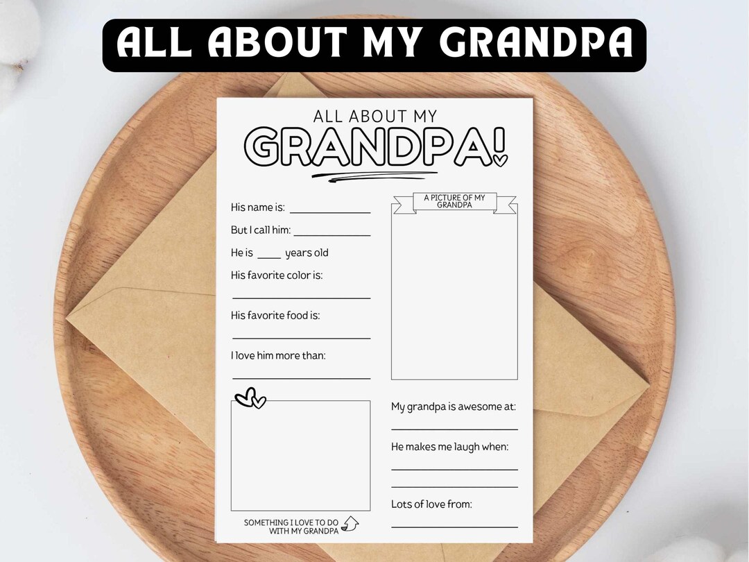 All About My . All About My Grandpa . Grandparents Day Card - Etsy