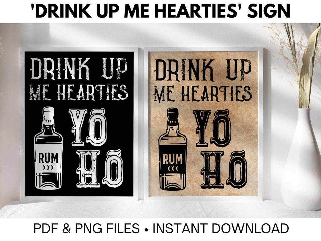 Drink Up Me Hearties Sign Pirate Party Decorations Etsy