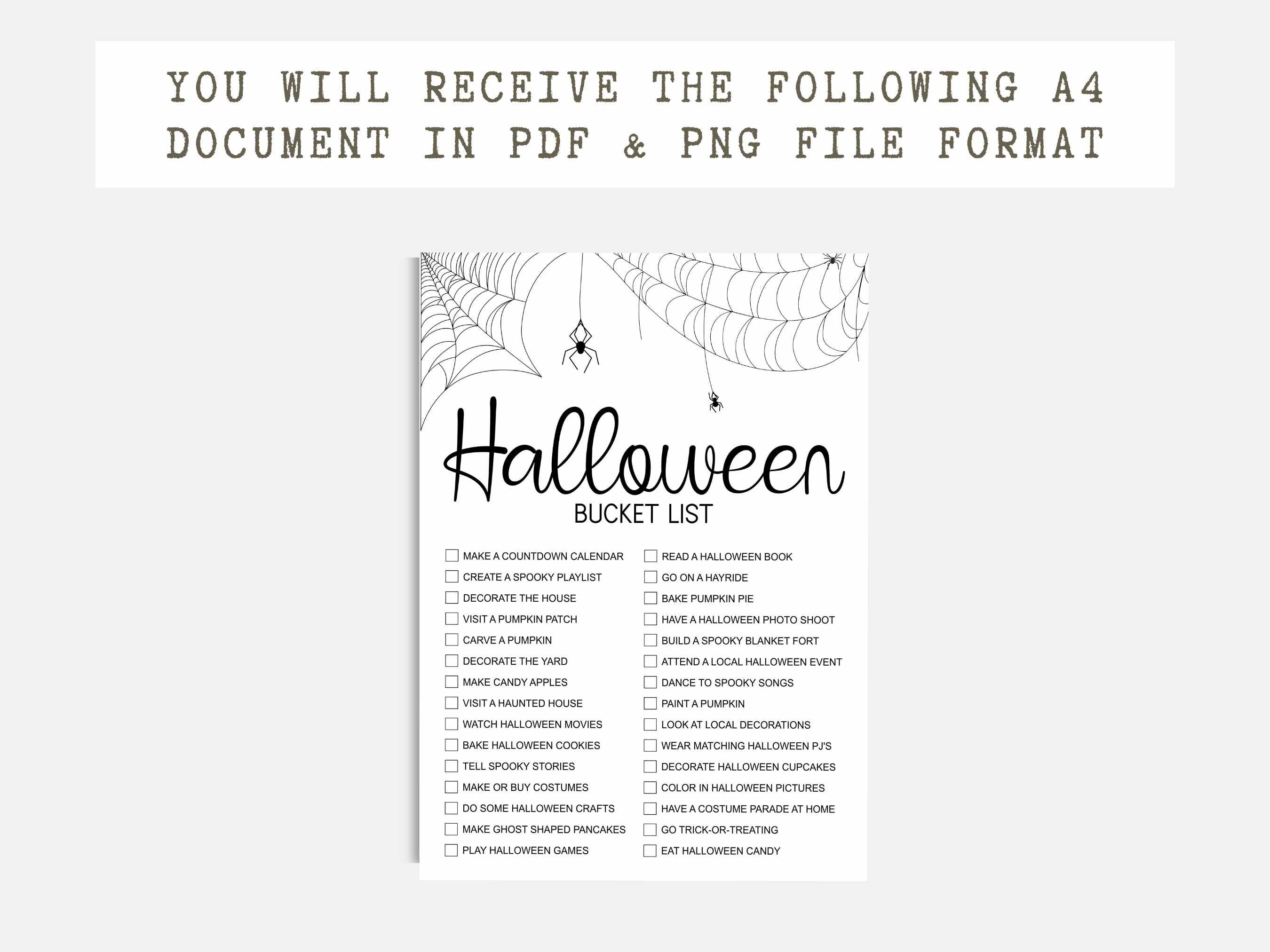 Printable Halloween Bucket List . Halloween to Do List - Etsy