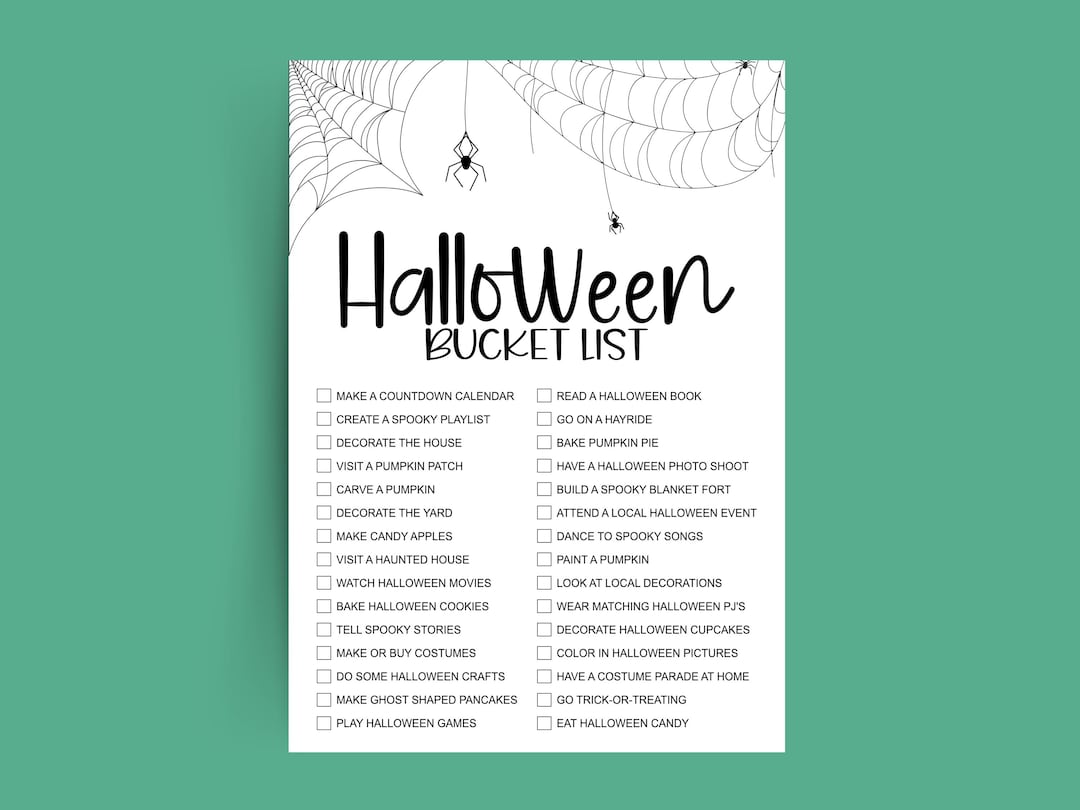 Printable Halloween Bucket List . Halloween to Do List - Etsy