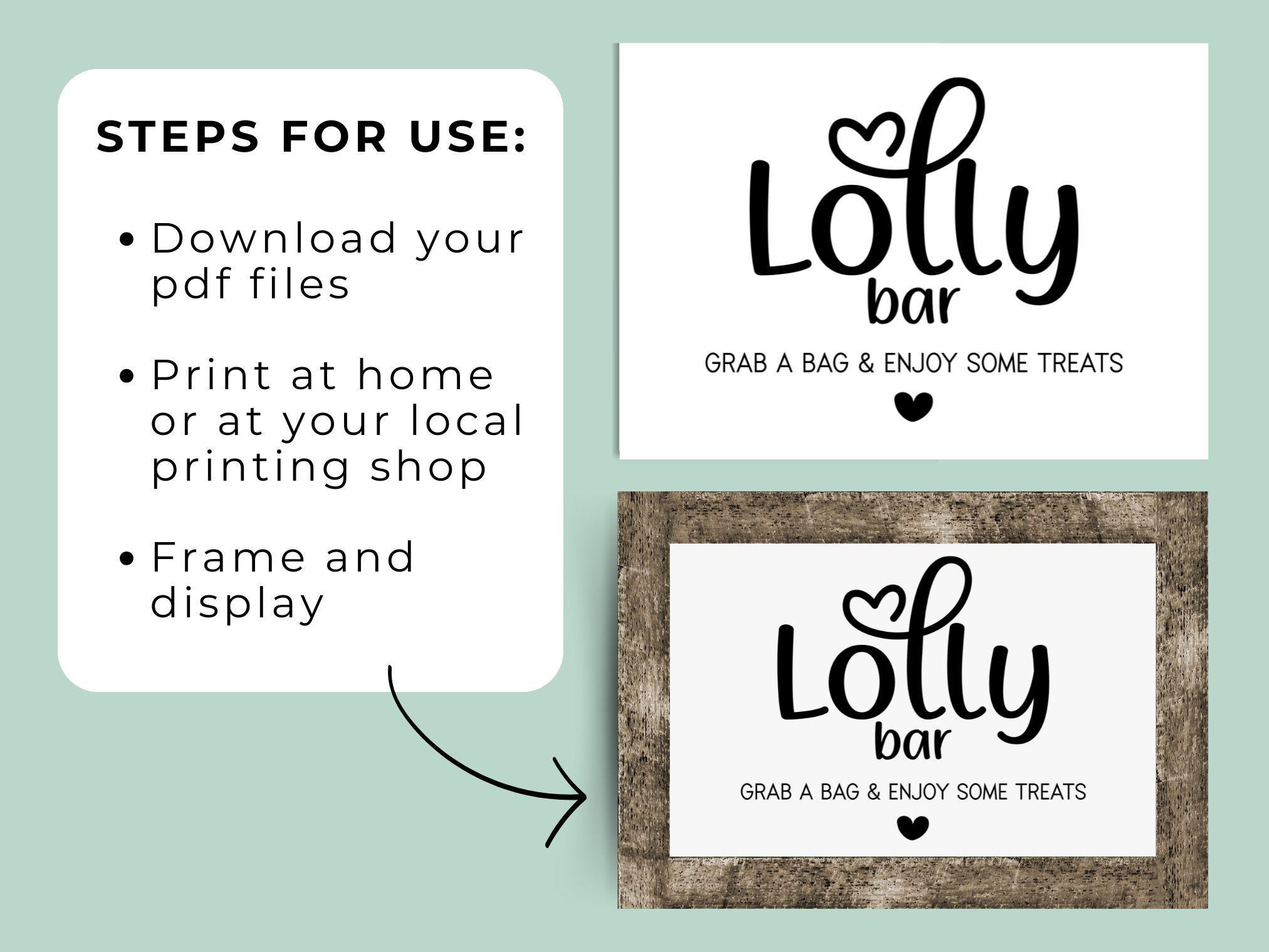 Lolly Bar Sign . Minimalist Printables - Etsy Australia