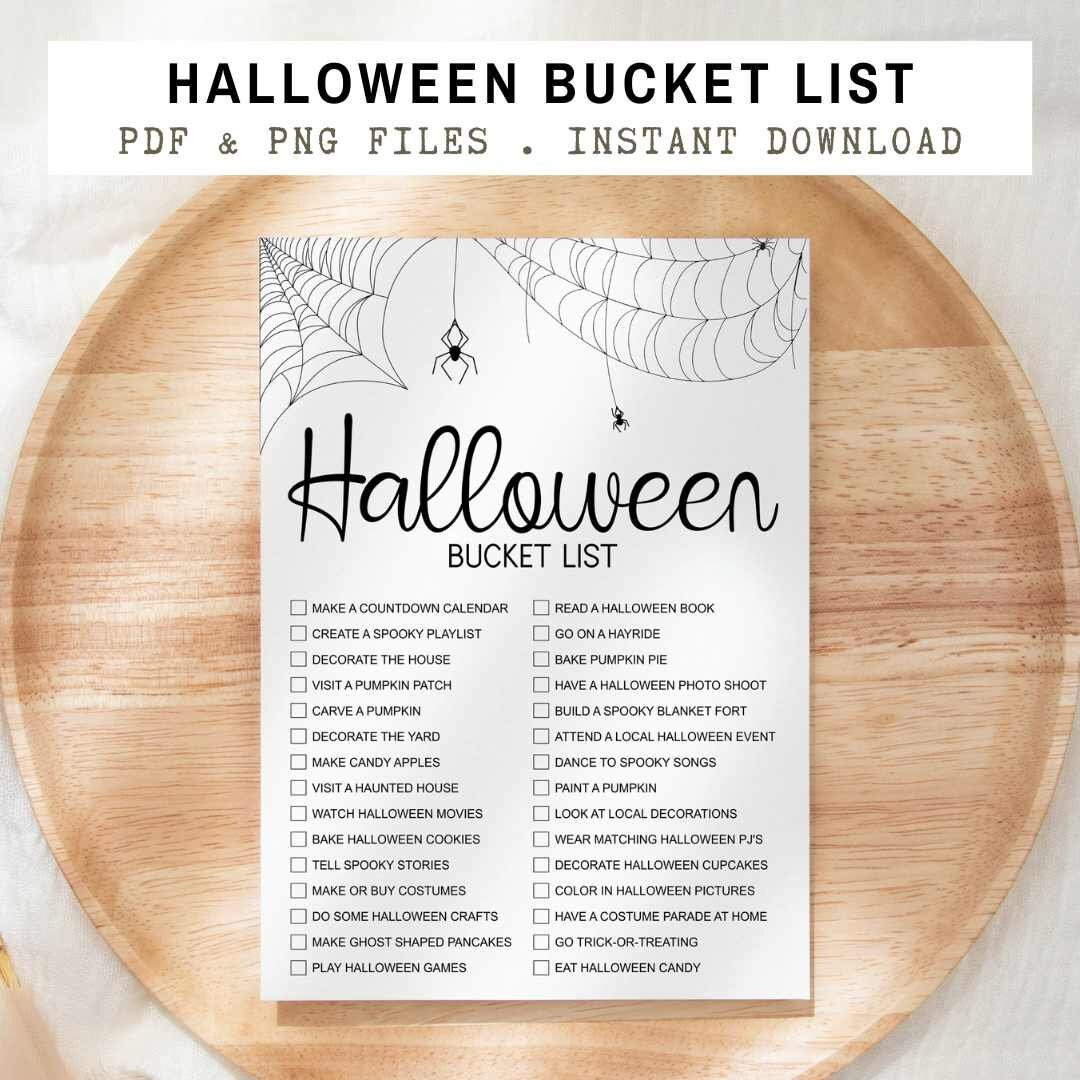 Printable Halloween Bucket List . Halloween to Do List - Etsy
