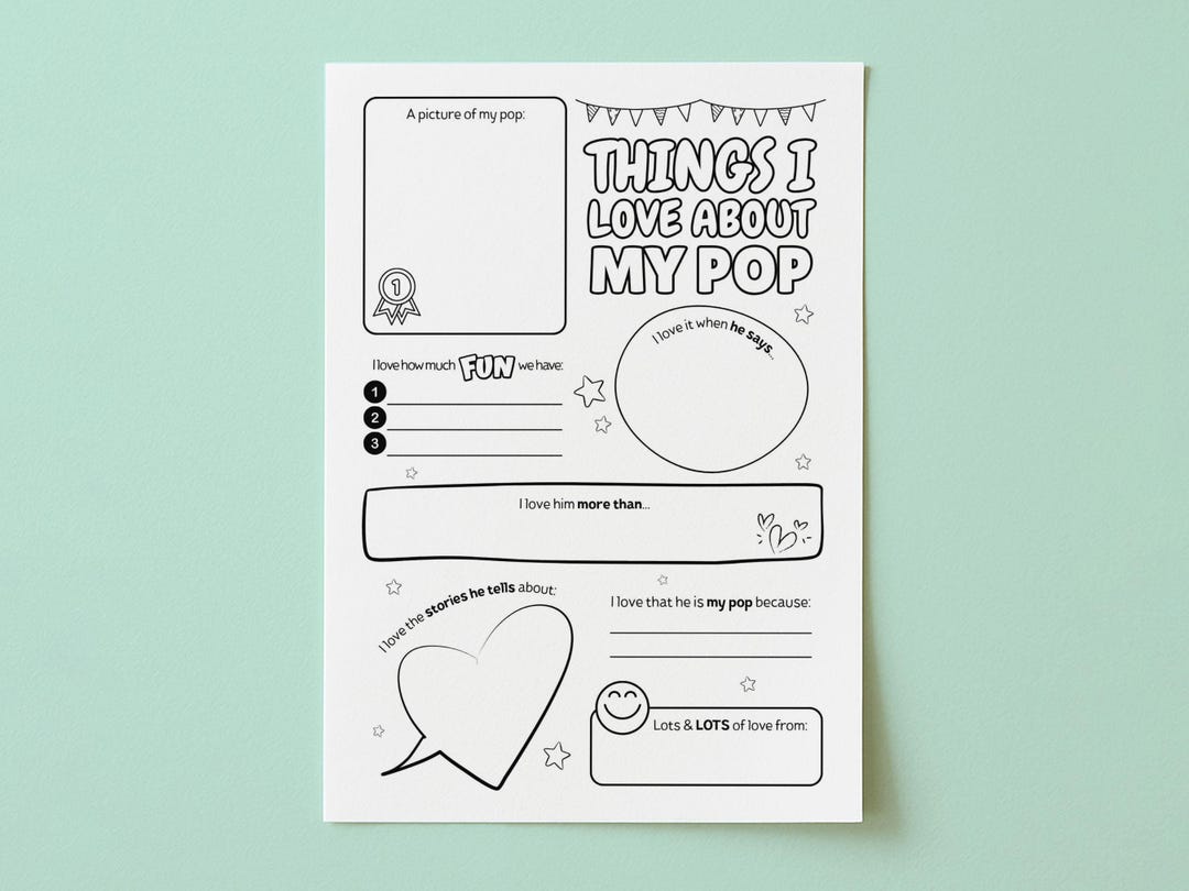 Things I Love About My Pop, All About Pop, Poppy Gift, Kids ...