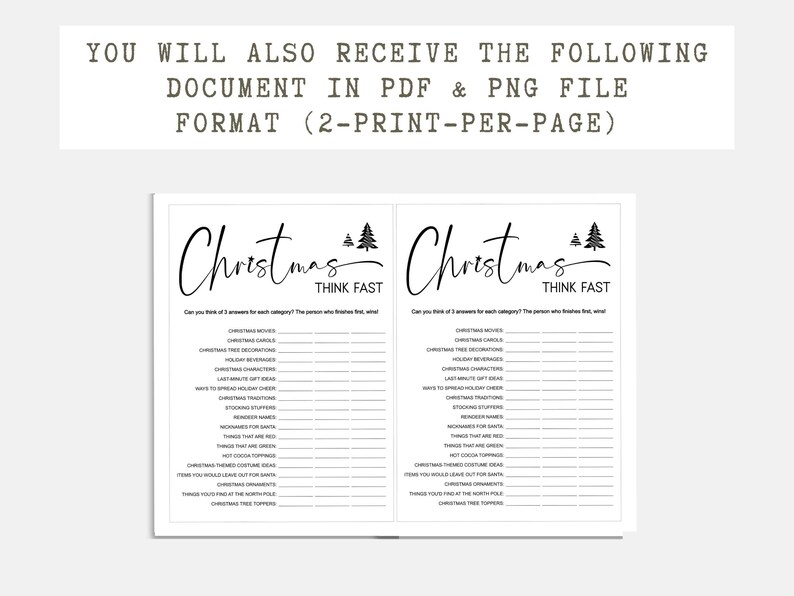 Think Fast Game . Think Fast Christmas Game - Etsy