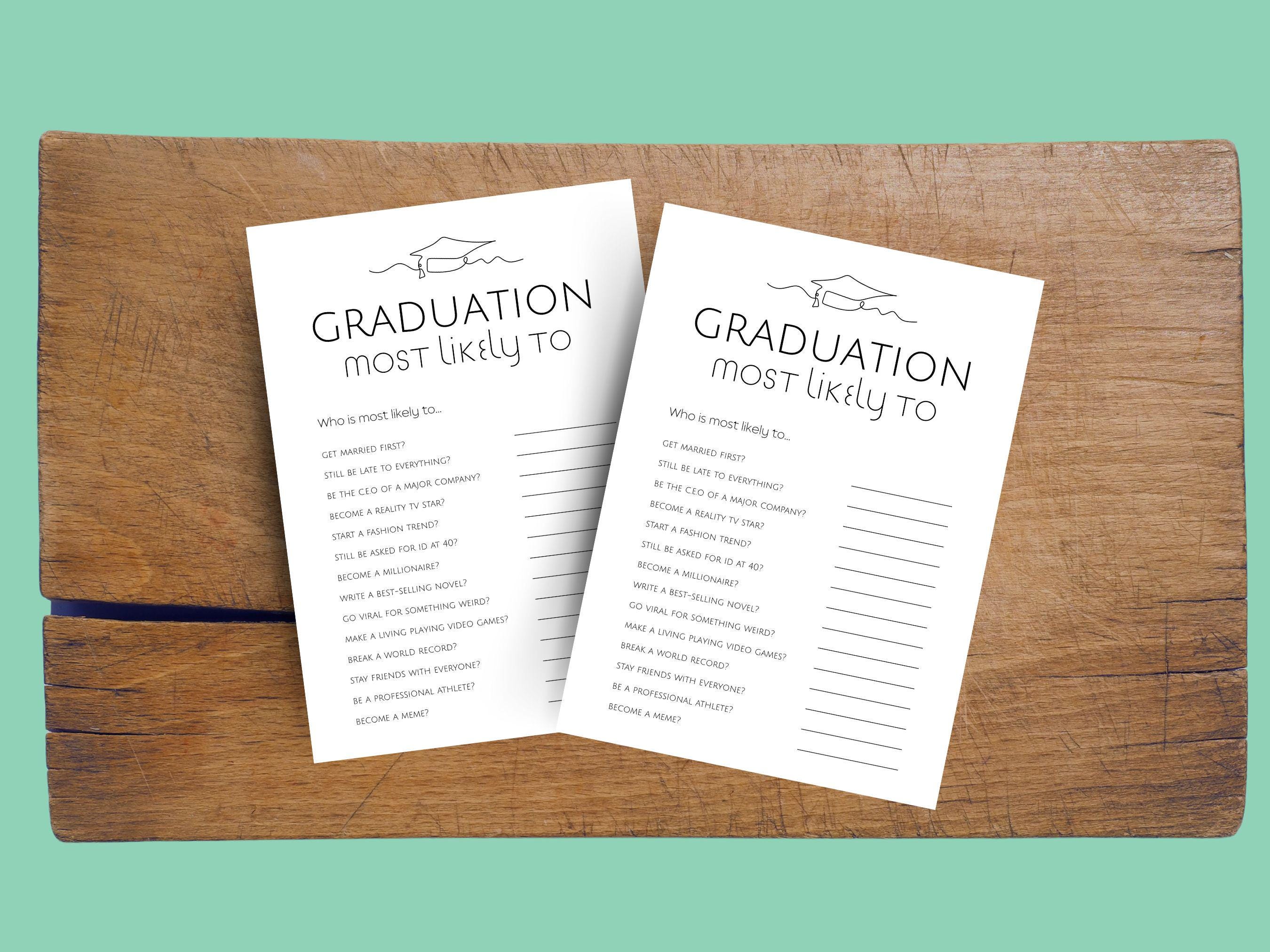 Graduation Games, Graduation Most Likely To, Grad Party Quiz Game ...