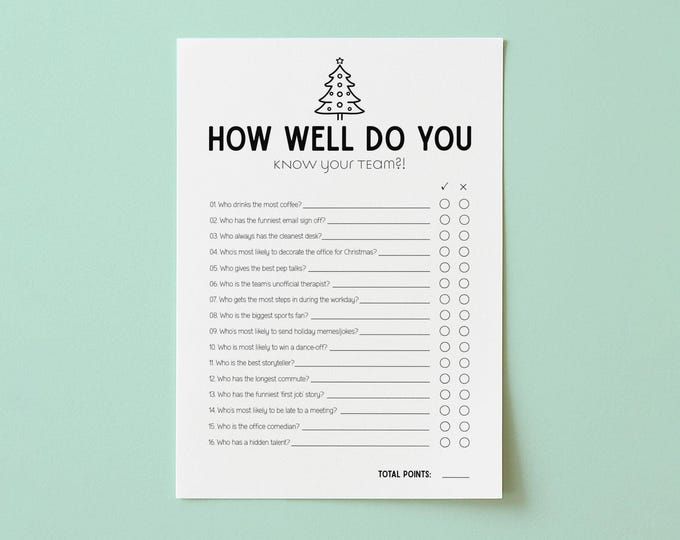 Office Team Building Games, Printable How Well Do You Know Your Team ...
