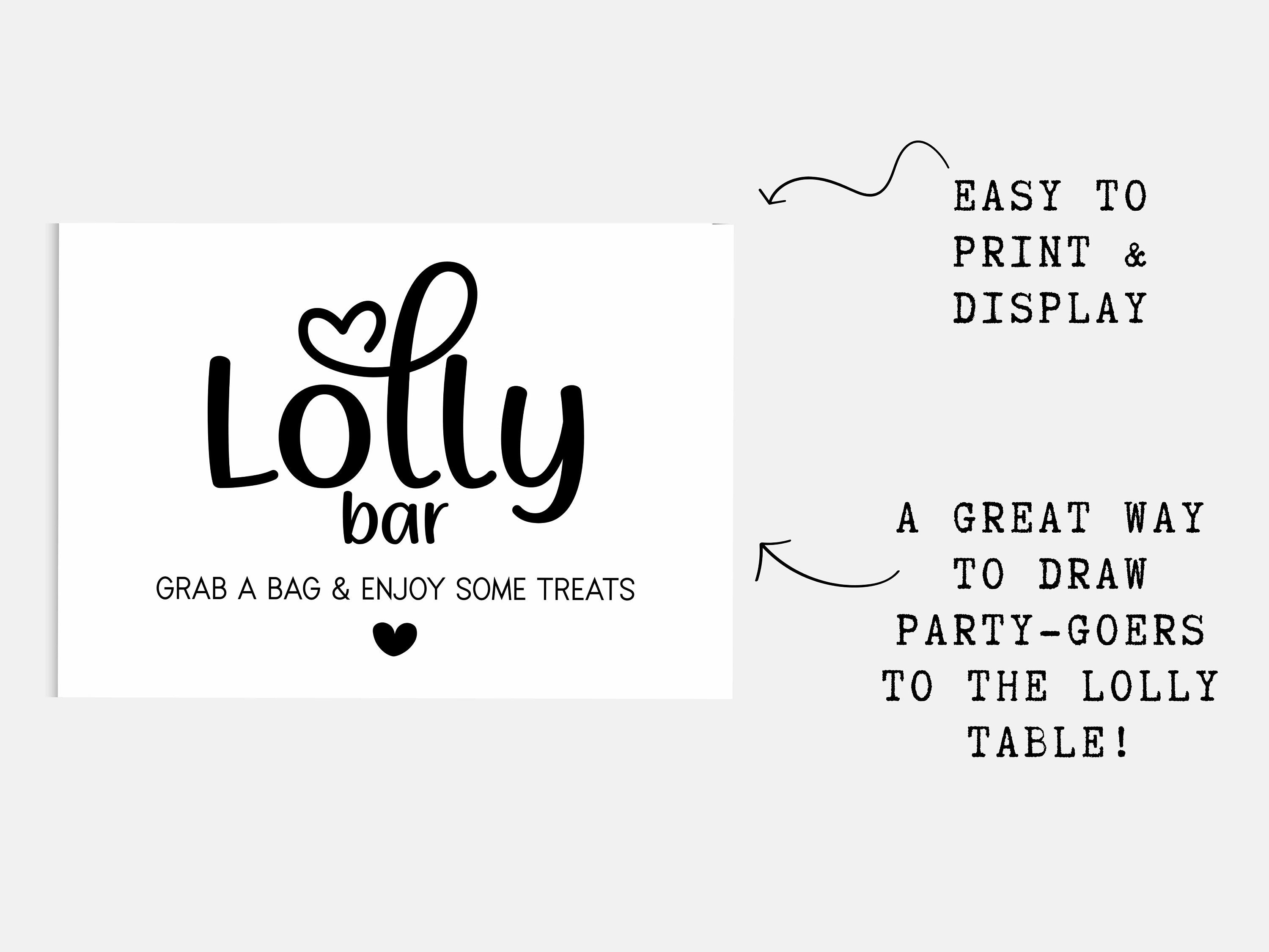 Lolly Bar Sign . Minimalist Printables - Etsy