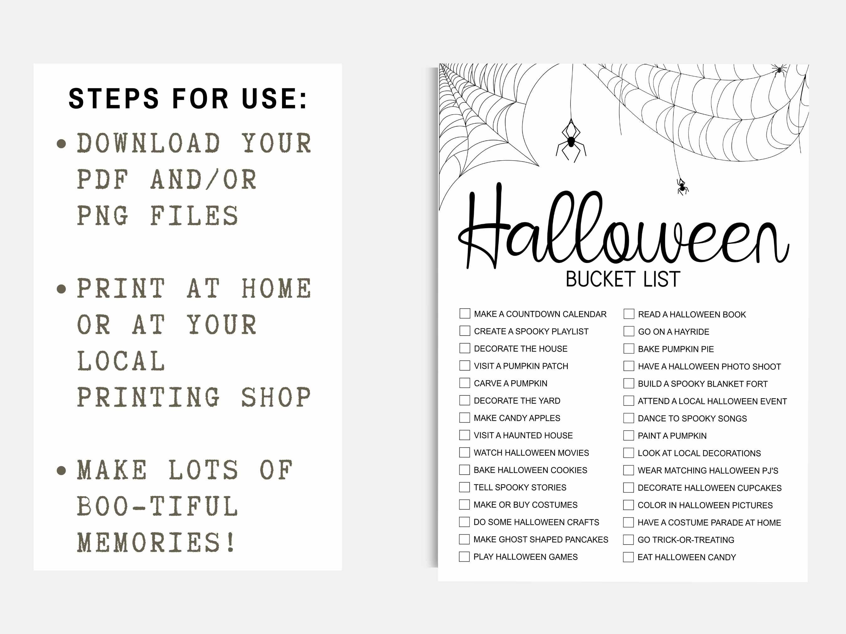 Printable Halloween Bucket List . Halloween to Do List - Etsy
