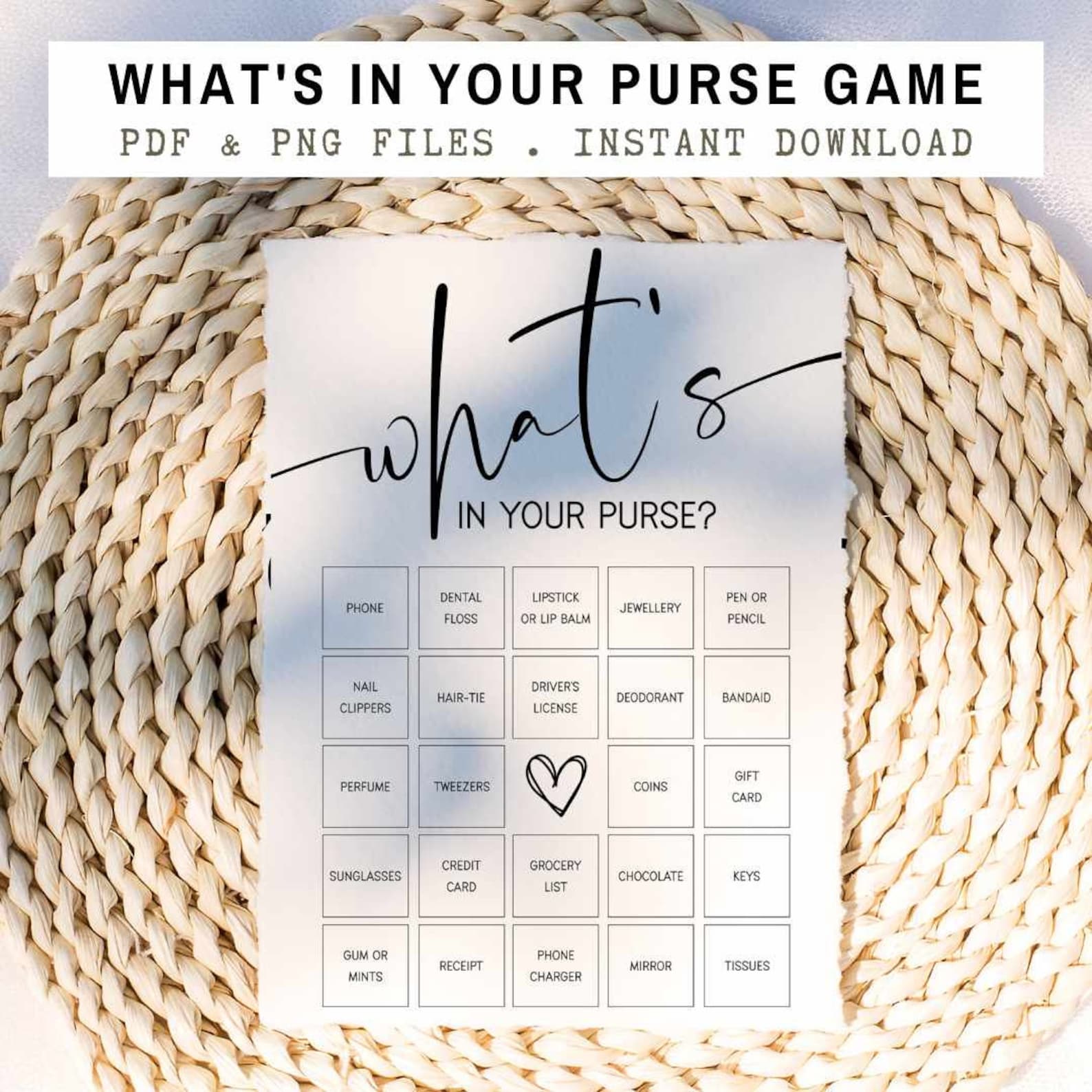 What's in Your Purse Game . Instant Download - Etsy
