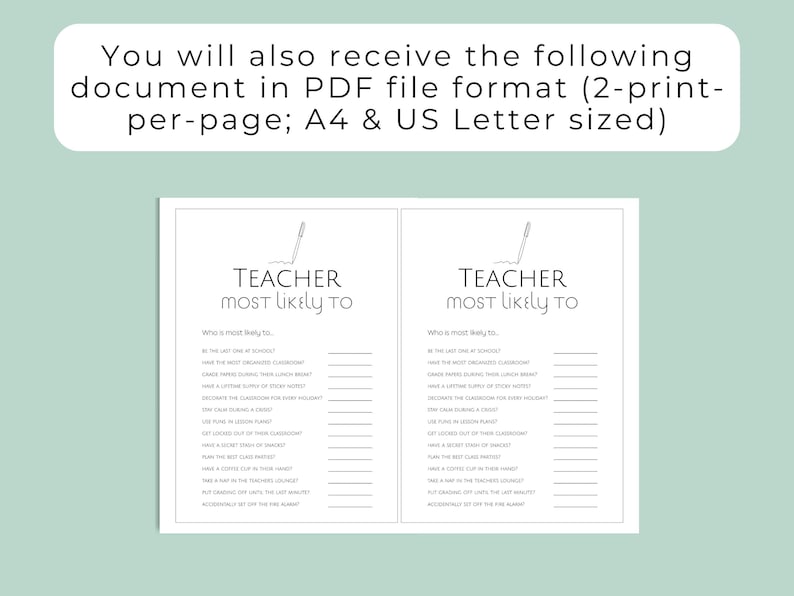 Teacher Team Building Games, Most Likely to Questionnaire, Teacher Quiz ...