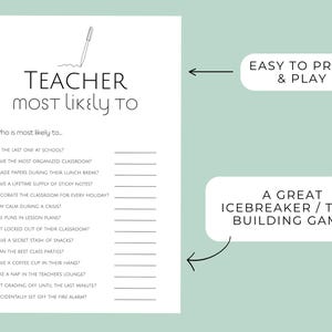 Teacher Team Building Games, Most Likely to Questionnaire, Teacher Quiz ...