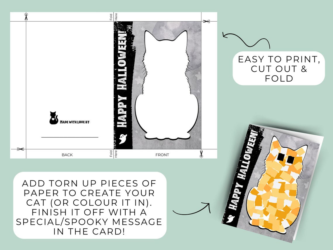 Halloween Cat Craft, Halloween Cut and Paste Activity, Spooky Arts and ...