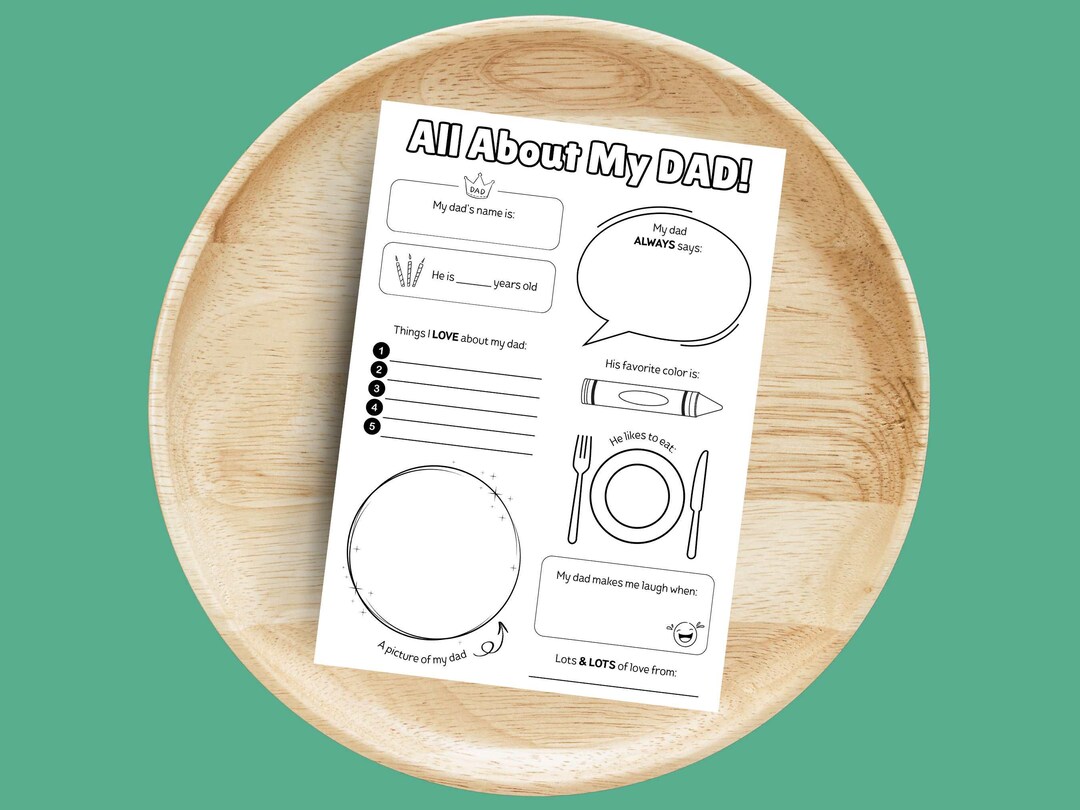 All About My Dad . Father's Day Printable . Father's Day Fill in the ...