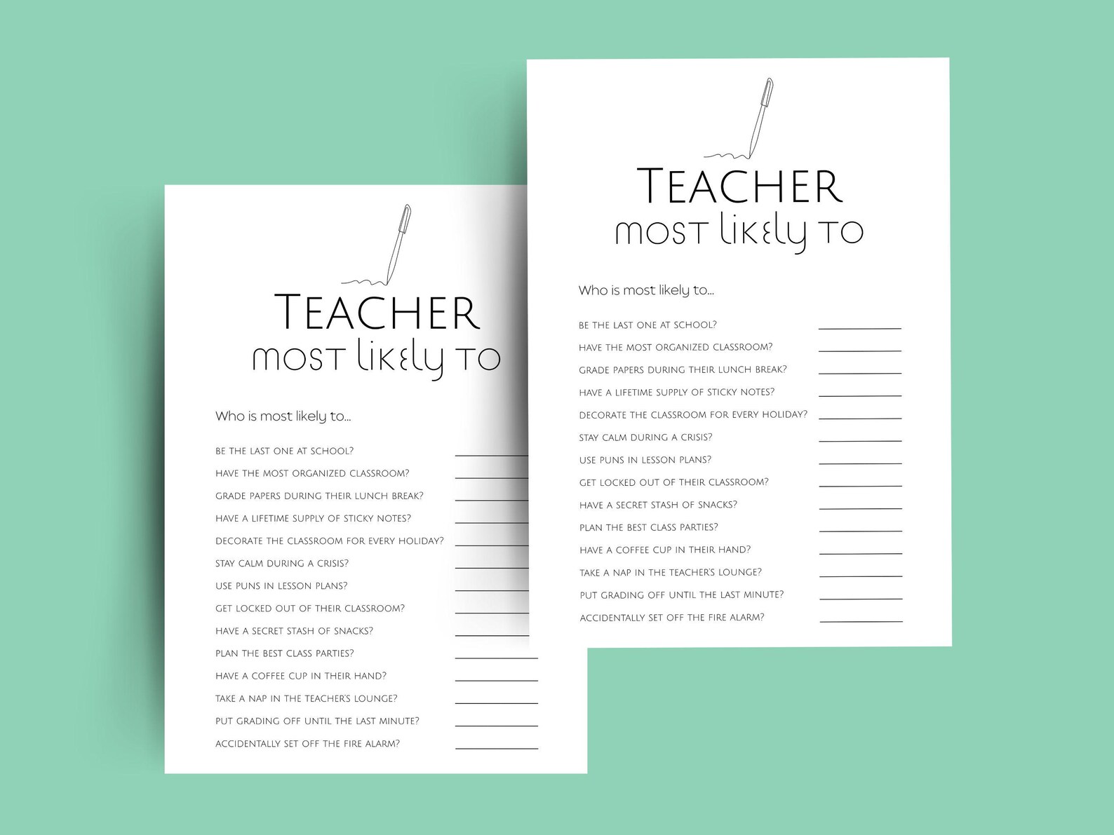 Teacher Team Building Games, Most Likely to Questionnaire, Teacher Quiz ...