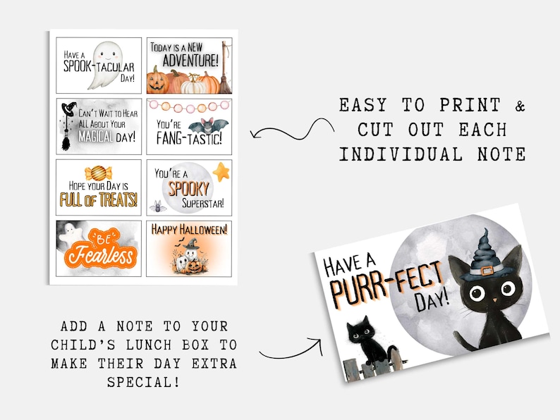 Halloween Lunchbox Notes . Spooky Lunch Box Notes - Etsy Australia