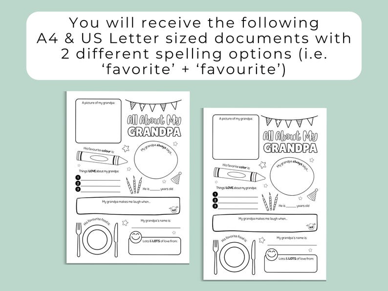 All About Grandpa Questionnaire, Father's Day Questionnaire Printable ...