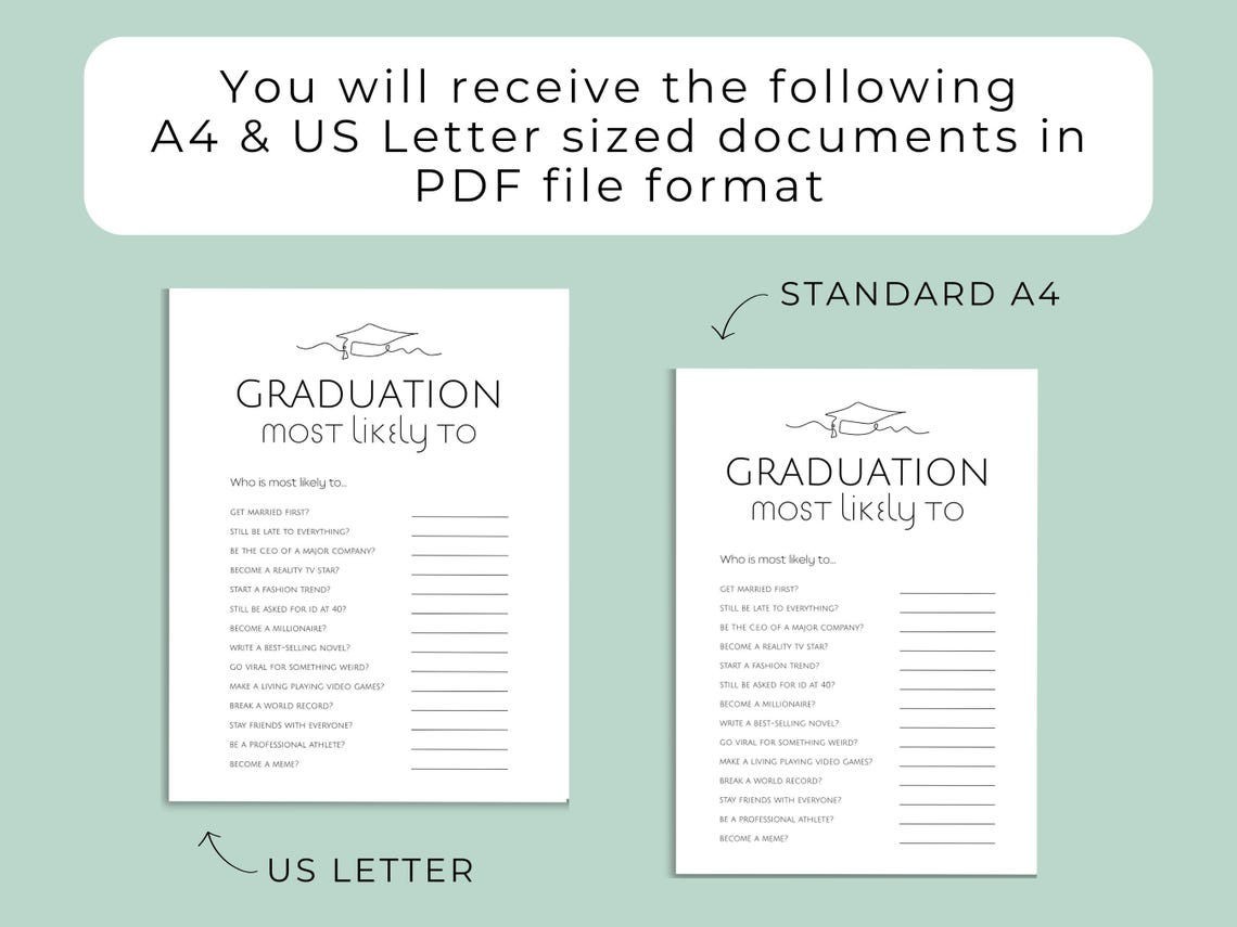 Graduation Games, Graduation Most Likely To, Grad Party Quiz Game ...