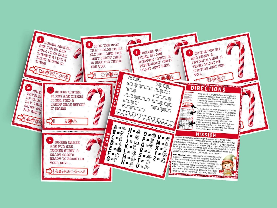 Candy Cane Scavenger Hunt . Candy Cane Hunt . Candy Cane Treasure Hunt ...