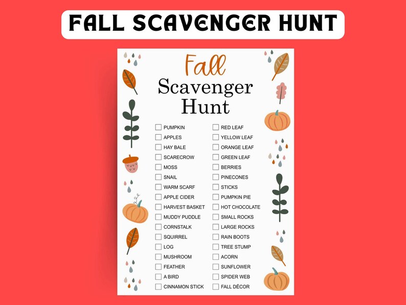 Fall Scavenger Hunt . Fall Printables - Etsy