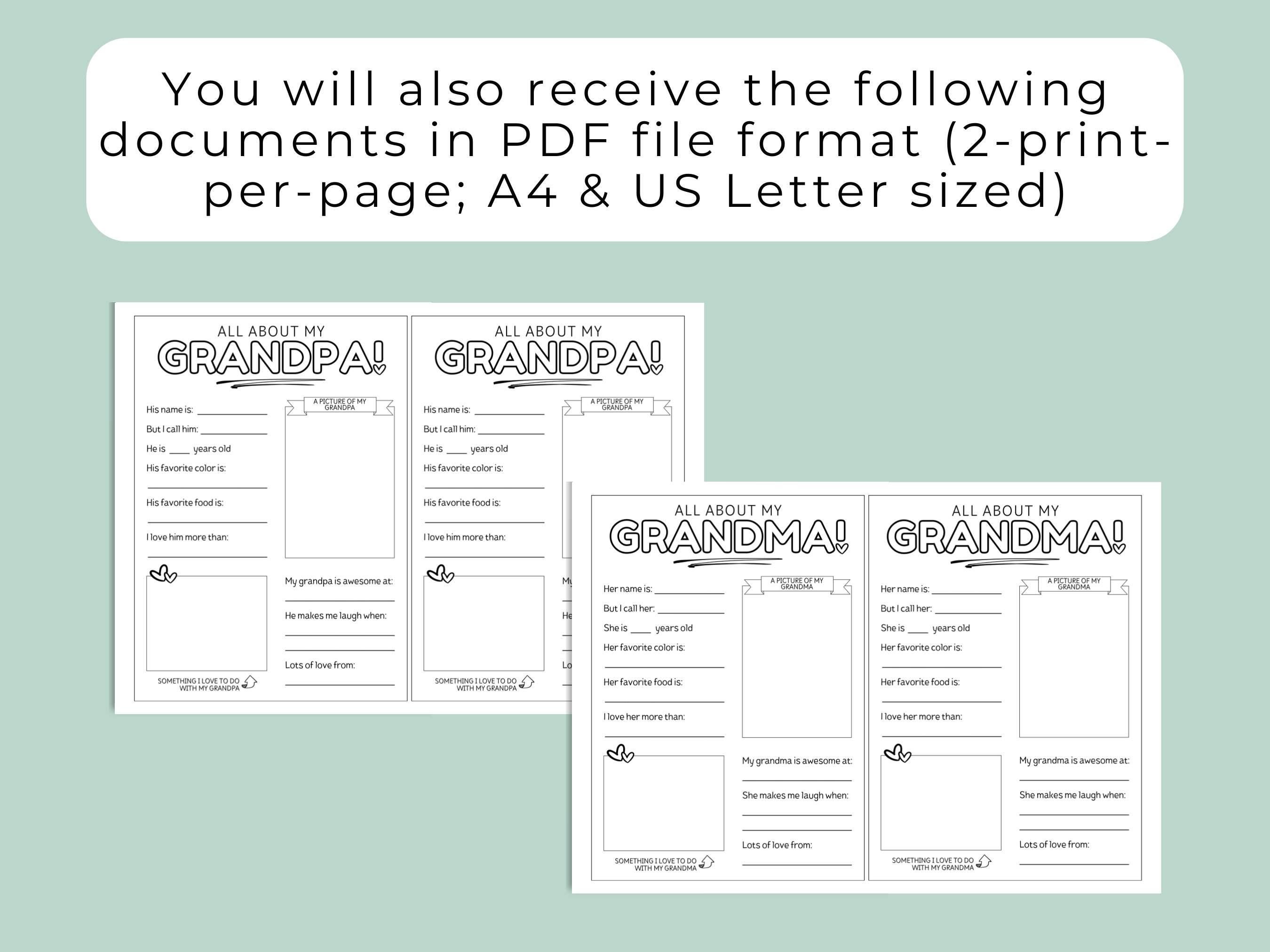 Grandparents Day Craft Printable, Grandparents Day Printable, Gift for ...