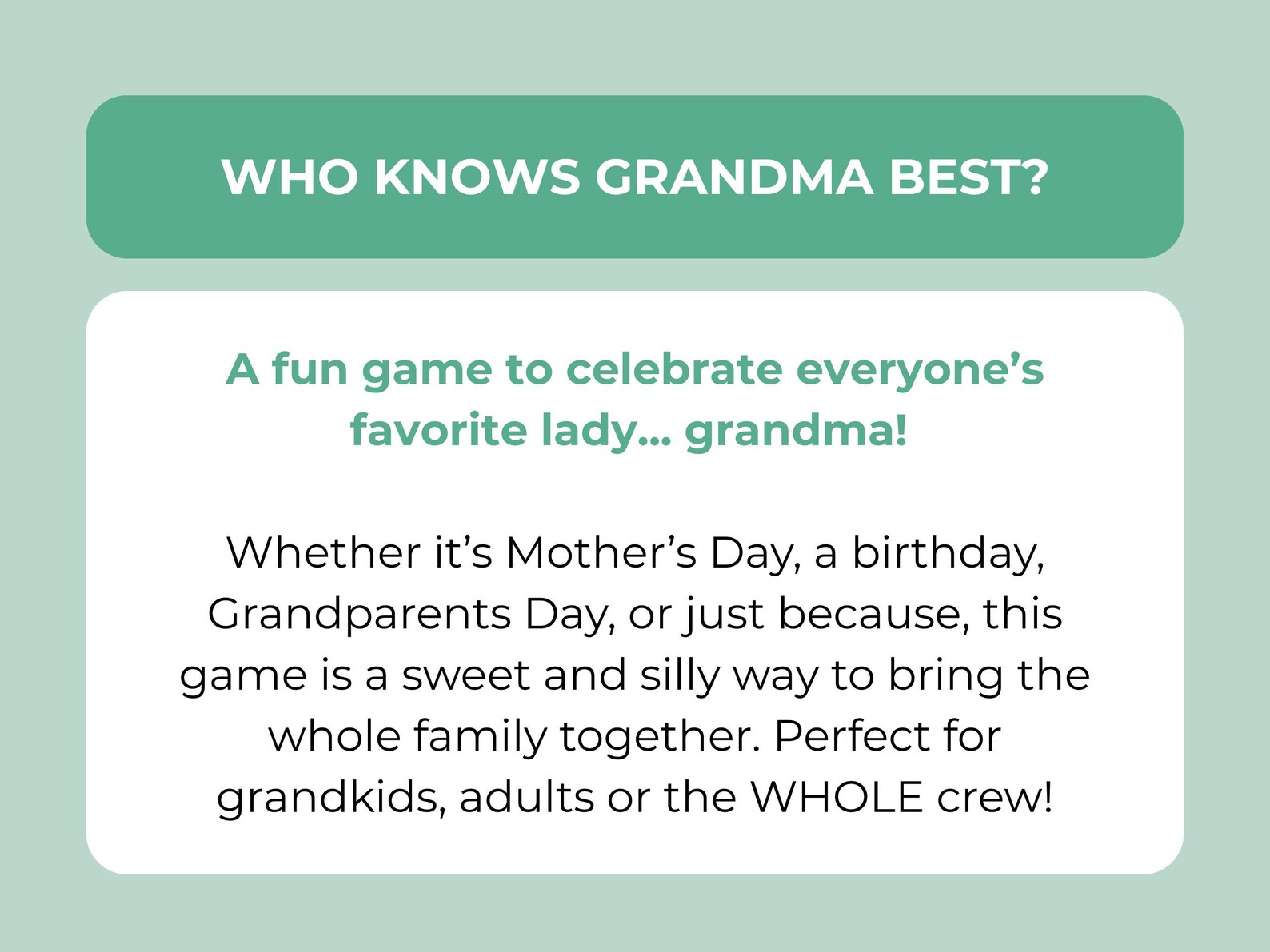 Who Knows Grandma Best, Who Knows Me Best, How Well Do You Know Grandma ...