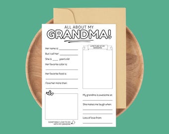 All About My Grandma/nana Personalized Book for Kids | Grandparents Day ...