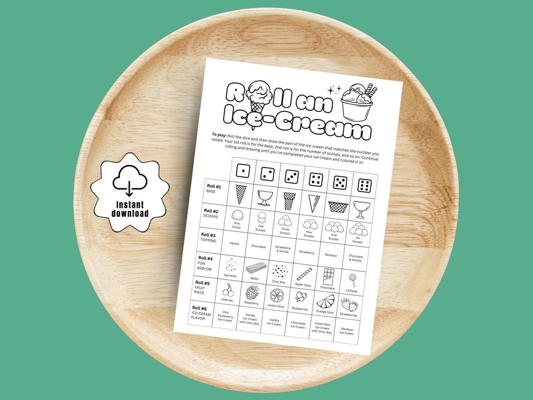 Roll an Ice Cream Dice Game . Slumber Party Games . Slumber Party Ideas ...