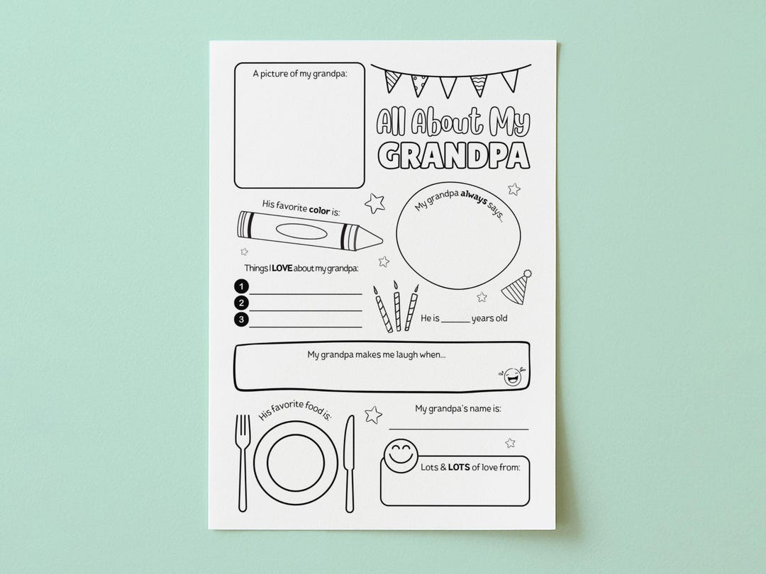 All About Grandpa Questionnaire, Father's Day Questionnaire Printable ...