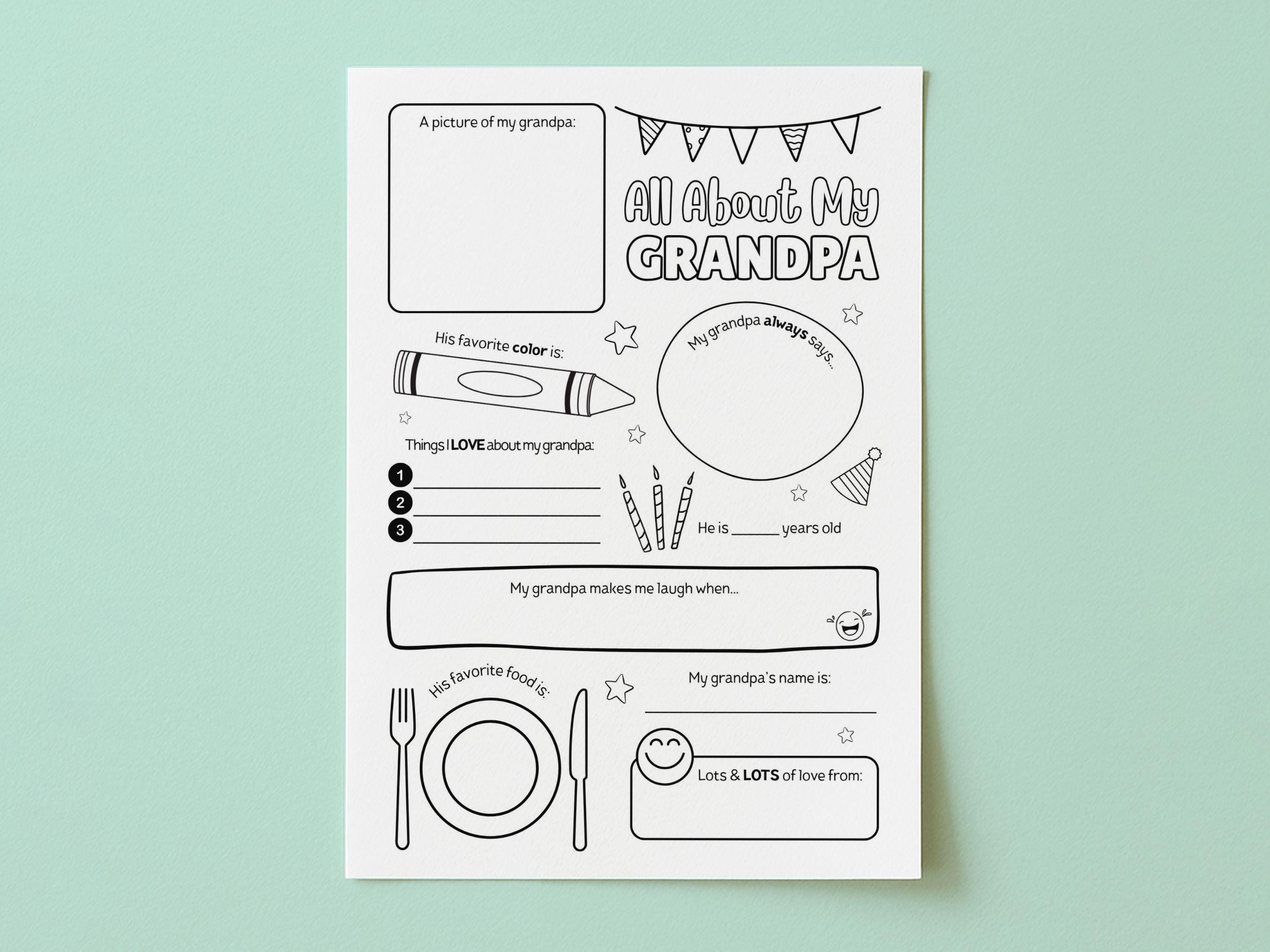All About Grandpa Questionnaire, Father's Day Questionnaire Printable ...