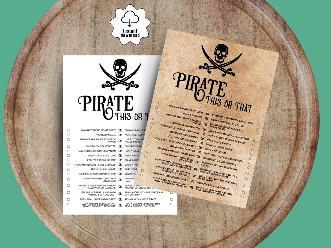 Pirate Party Games, Pirate This or That, Pirate Themed Party, Birthday ...