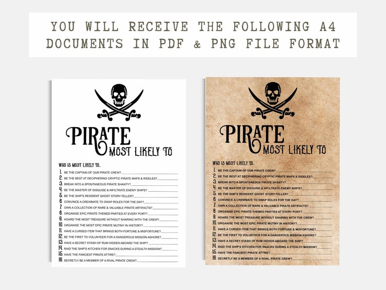 Pirate Party Games, Pirate Most Likely To, Pirate Trivia, Pirate Themed ...