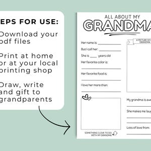 Grandparents Day Craft Printable, Grandparents Day Printable, Gift for ...