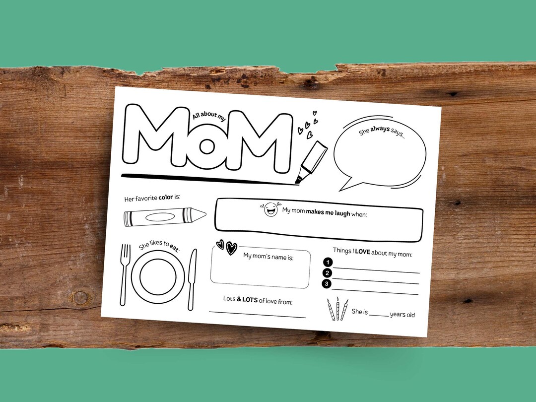 All About Mom Mother's Day Activity, My Favorite Things About Mom ...